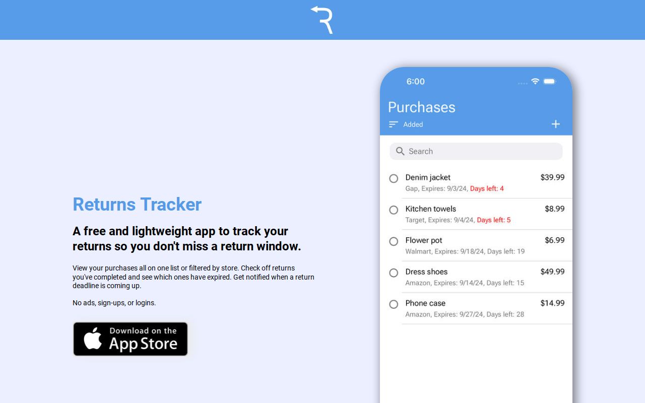 Returns Tracker App
